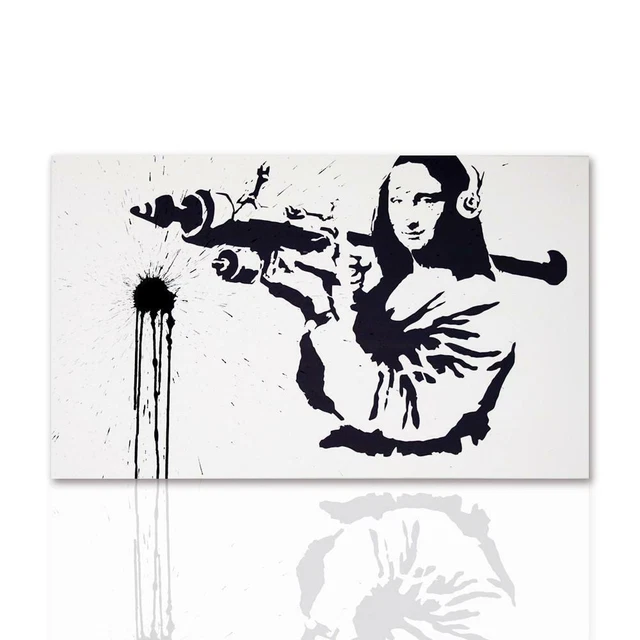 PITTURA MODERNA MONA Lisa Bazooka Stampe su Tela Quadro Banksy Street ...