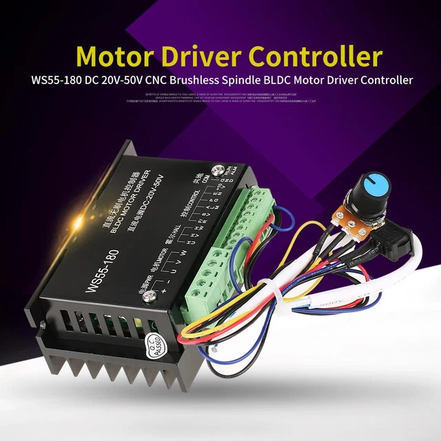 WS55-180 CNC BRUSHLESS Spindle BLDC Motor Driver Controller DC 20V-50V ...