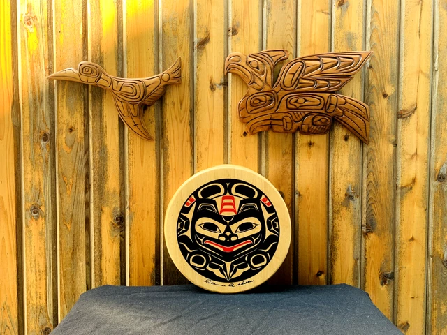 CLARENCE WELLS PACIFIC NW BC Indigenous Wooden Box w/ Rounded Lid $239. ...