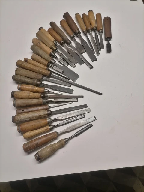 OUTIL ANCIEN /CISEAUX à bois anciens/lot de 27 /menuisier/ébéniste/old ...