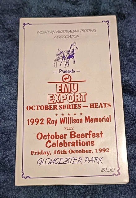 16TH OCT 1992 Series Emu Export Heats Gloucester Park Horse Trotting ...