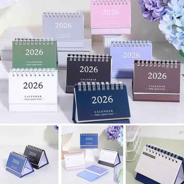 MINI DESK CALENDAR Aug 2025 to Dec 2026 Small Standing Flip Desktop ...