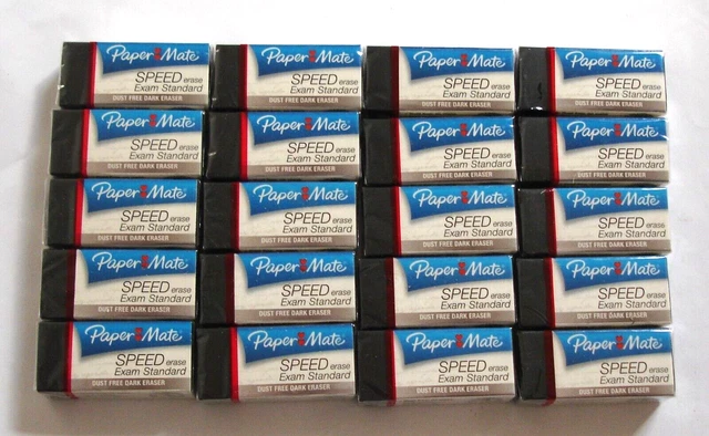 PAPER MATE DUST Free Exam Standard Dark Erasers X 20 Job Lot £7.50 ...