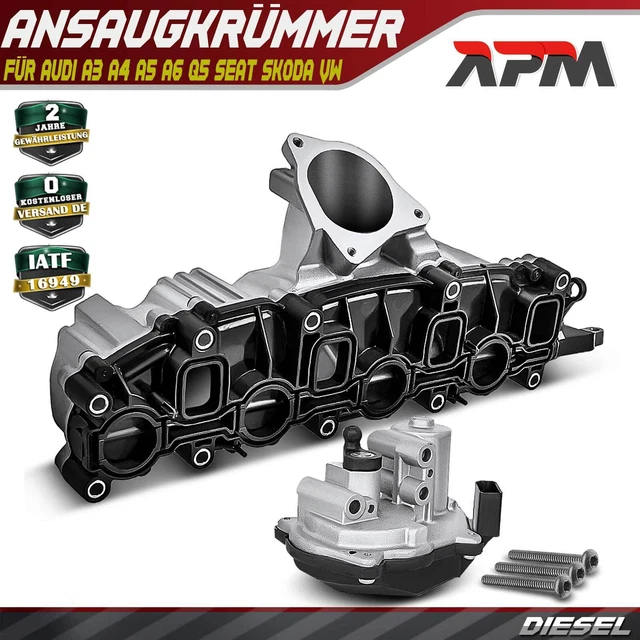 ANSAUGKRÜMMER MIT STELLMOTOR für Audi A3 A4 Q5 Seat Skoda VW Passat Golf V 2.0 EUR 102,99 ...