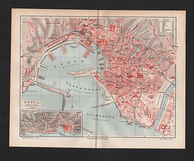 CARTINA PIANTA DELLA CITTA CITY MAP 1897: mappa della città Genova ...