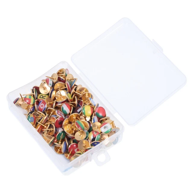 194PCS CREATIVE PUSH Pin Map Tacks National Flag Glue Thumbtack Notice ...