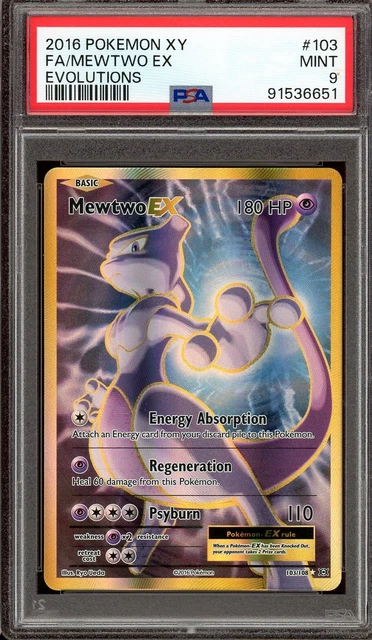 MEWTWO EX POKÉMON 2016 XY Evolutions Full Art Ultra Rare 103/108 PSA 9 COMME NEUF EUR 33,07 ...