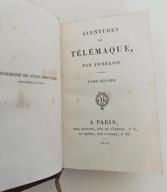 ANCIEN LIVRE & Aventures De Telemaque " Par Fénelon 1824. EUR 5,00 ...