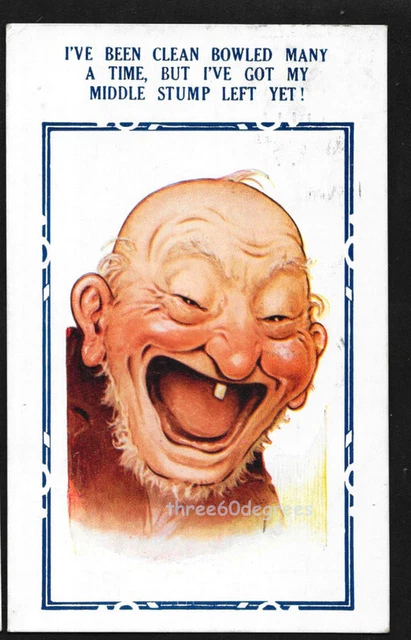 VINTAGE 1930S BAMFORTH Comic Postcard: Toothless. Clean Bowled, Middle ...