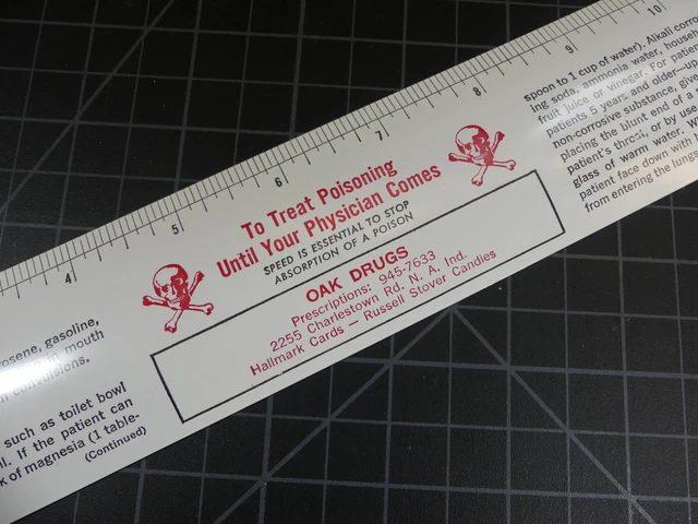 VINTAGE METAL 12 Inch Ruler Oak Drugs How To Treat Poisoning Tips £10. ...