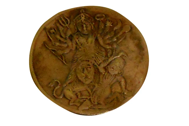 UKL HALF ANNA 1806 East India Company Maa Durga Eight Hands Antique Old ...