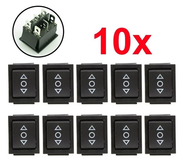 10X MOMENTARY ROCKER Switches 6-Pin DPDT Hoist Winch UP/DOWN 12V DC AC ...