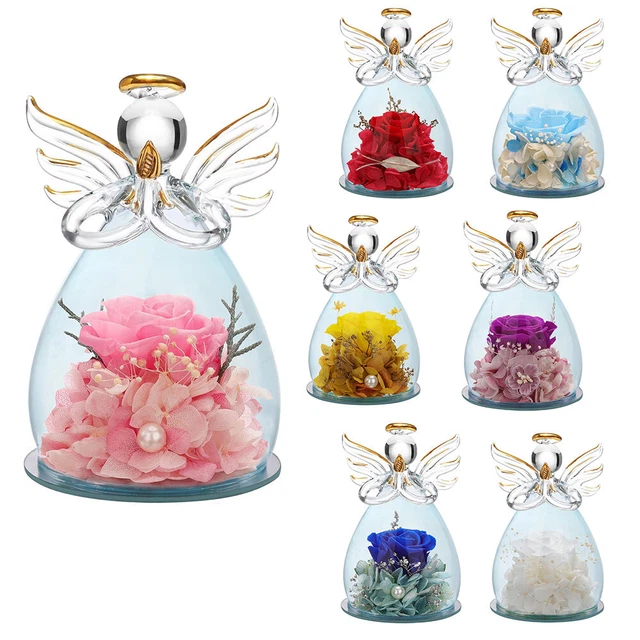 EWIGE ROSE IM Engel Figur Konservierte Blumen Infinity Rosen Geschenk ...