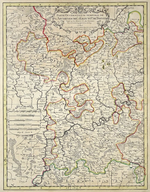 TRIER ARCHBISHOPRIC WEST Part Original Copperplate Map Sanson Mortier ...