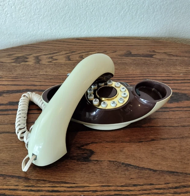 VINTAGE GENIE TELEPHONE Rotary Style Push Button Space Age TMBF 8300 ...