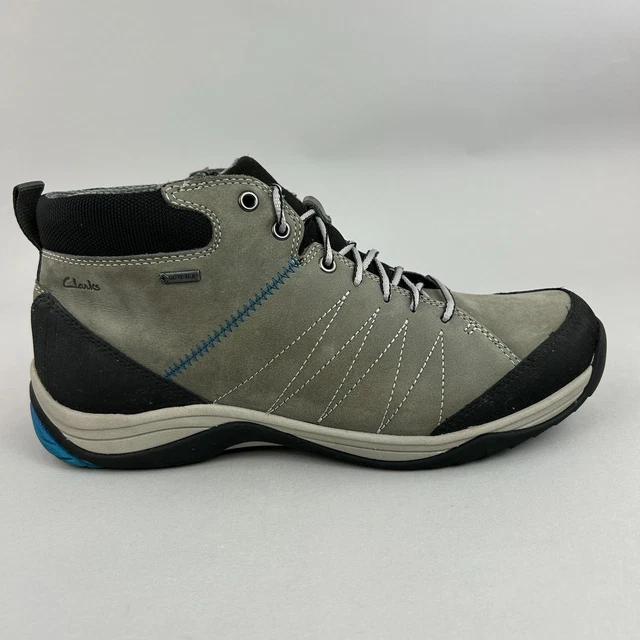 CLARKS BOOTS SIZE UK8.5 Baystone Up Gore-Tex Grey Walking Hiking ...