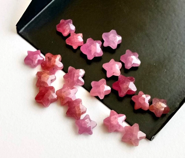 6-8MM SAPHIR ROSE à Facettes Étoile Forme Pierre, les Deux Côté Étoile ...