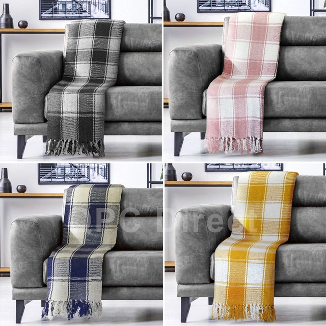 Cotton Tartan Throw Large 100% Cotton Tartan Check Throw Blanket With ...