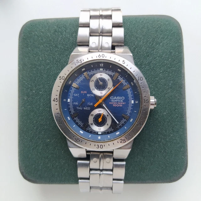 MONTRE CHRONOGRAPHE CASIO Edifice EF314 1794 avec cadran bleu JAPON ...