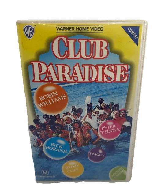 CLUB PARADISE VHS 1986 Comedy Warner Home Video Robin Williams Ex-Rental Big Box $14.95 ...