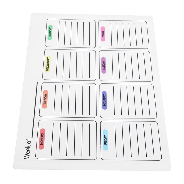 WEEKLY PLAN DRY Erase Whiteboard Stickers Removable Dry-erase Erasable ...