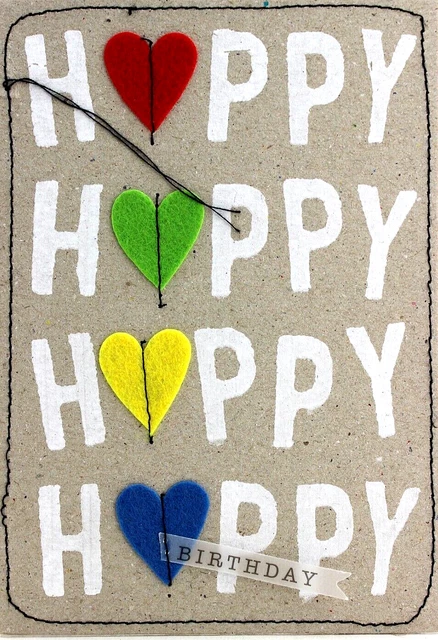 GEBURTSTAGSKARTE HANDARBEIT HAPPY birthday card Filz Glückwunschkarte ...