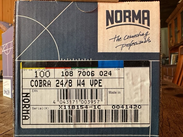 BOX 100 NORMA Cobra Clamp 24/8 Stainless 1” For Poly Pipe Hose Clamp ...