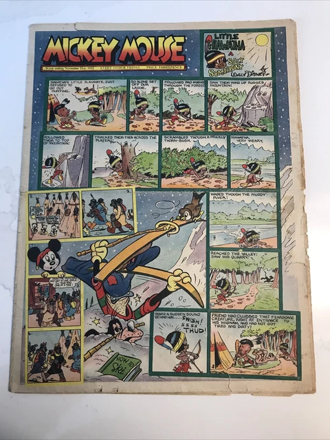 MICKEY MOUSE WEEKLY November 21 1942 Rare Comic Newspaper WWII Sport ...