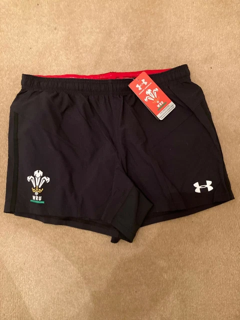 UNDER ARMOUR MENS Black Match Issue WRU Wales Rugby Shorts - BNWT-Rare ...
