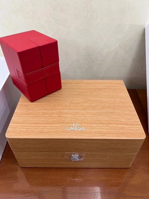 OMEGA DOUBLE ORIGINAL New Watch Genuine Wood Box Speedmaster £220.85 ...