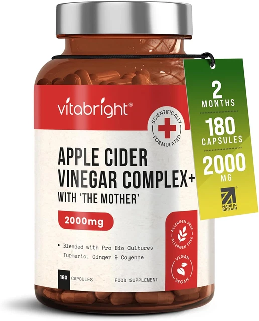 APPLE CIDER VINEGAR with Mother 2000Mg, 180 Apple Cider Vinegar ...