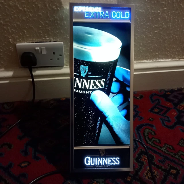 VINTAGE GUINNESS DRAUGHT Extra Cold Light Up Advertising Flashing Sign ...