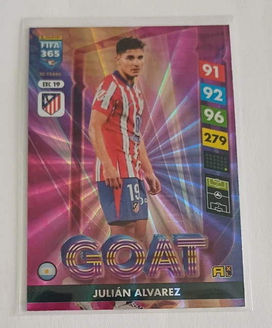 CARTE CARD GOAT Julian ALVAREZ Atlético Madrid PANINI ADRENALYN XL FIFA ...