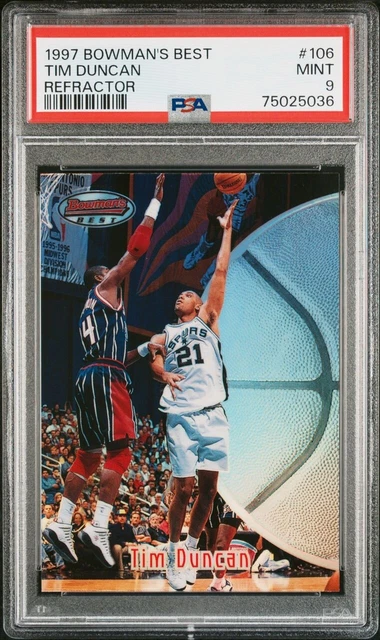 TIM DUNCAN RC 1997-98 Bowman's Meilleur Réfracteur Rookie #106 Psa 9 ...