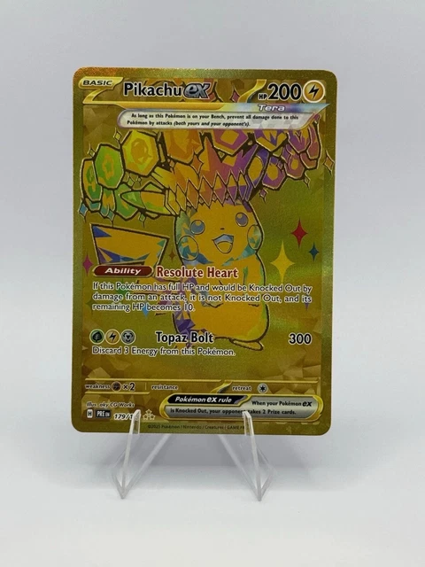 💥2025 PRISMATIC EVOLUTIONS Pikachu Ex Hyper Rare Gold Holo #179/131💥 £ ...