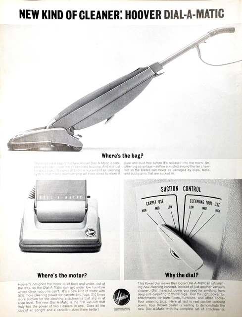 HOOVER DIAL A Matic 1963 Print Ad Vacuum Cleaner North Canton Ohio 10 ...