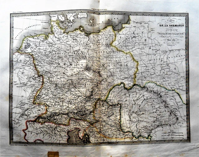 1829C ORIGINAL GRAVURE Mappa Geografica della Germania Antica ...