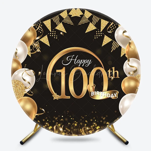LOFARIS BLACK GOLD Balloon Round Happy 100th Birthday Backdrop $35.95 ...