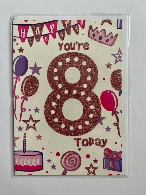 AGE 8 BIRTHDAY Card - Happy Birthday You're 8 Today Free Postage £1.99 ...
