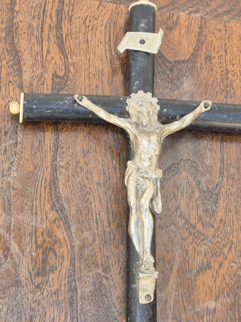 ANCIEN GRAND CRUCIFIX croix memento mori Napoléon III XIXeme reliquaire ...