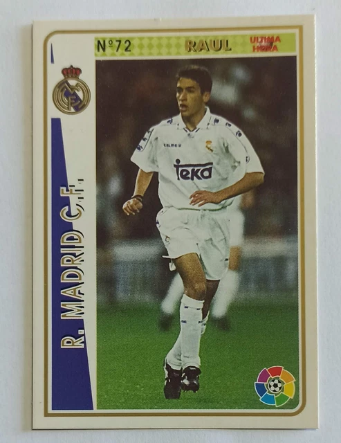 REAL MADRID RAUL N°72 Ultima Hora Liga 94/95 Mundicromo Rookie Card EUR ...