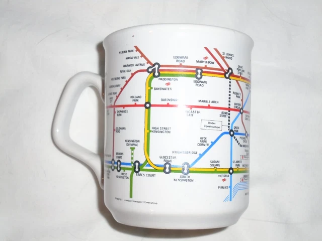 VINTAGE LONDON UNDERGROUND Tube Tunnel Map Coffee Tea Mug - Made in ...