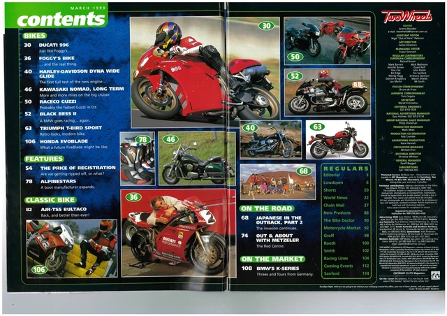 TWO WHEELS MOTORCYCLE magazine March 1999 Ducati 996 Harley-Davidson ...