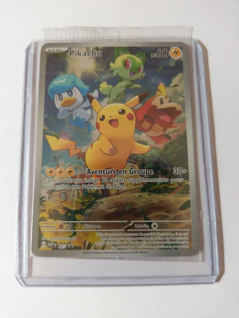 CARTE POKEMON PIKACHU Promo 027 neuve blister et top loader FR EV02 ...