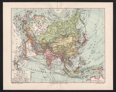 ANTIQUE MAP. ASIA. POLITICAL MAP OF ASIA. 1902 £3.00 - PicClick UK
