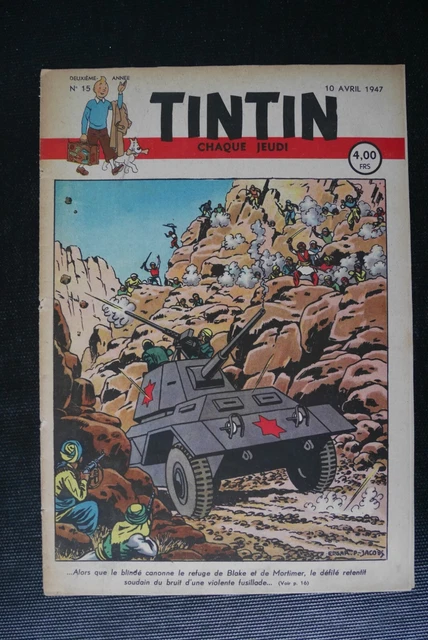 RARE LOT 2 Journal Tintin Belge 15 1947 Et Francais 7 1948 Cote Bdm 90 ...