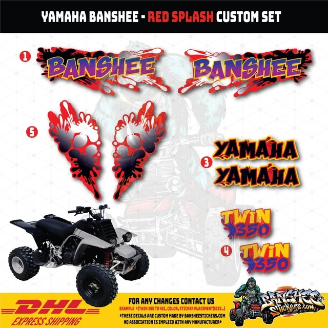 1996 YAMAHA BANSHEE Decals Stickers Graphics Custom Red Fenders ...