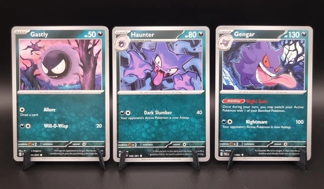 POKEMON CARD GENGAR 057/091 Evolution Line Bundle Paldean Fates Gastly ...