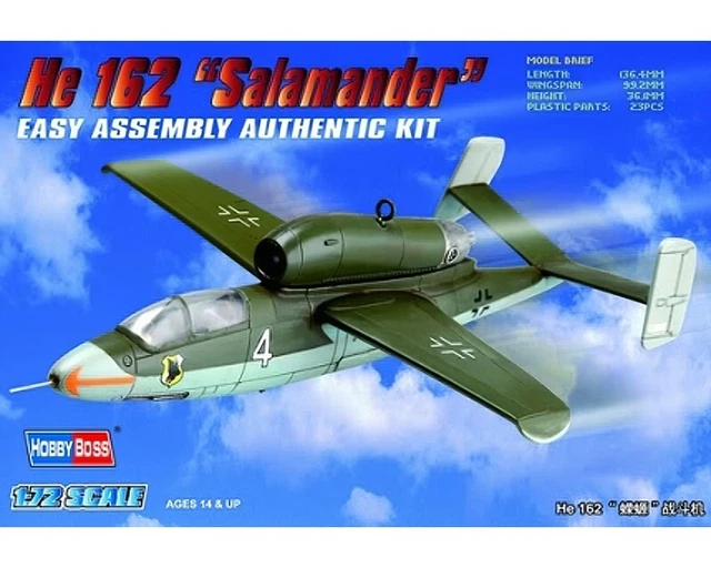 HOBBYBOSS HEINKEL HE 162 "Salamander" 1:72 80239 modellismo EUR 11,90 ...
