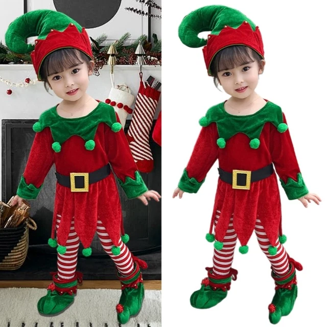 CHRISTMAS ELF SUIT Costume Elf Hat and Shoe Covers Set for Boy Girl ...